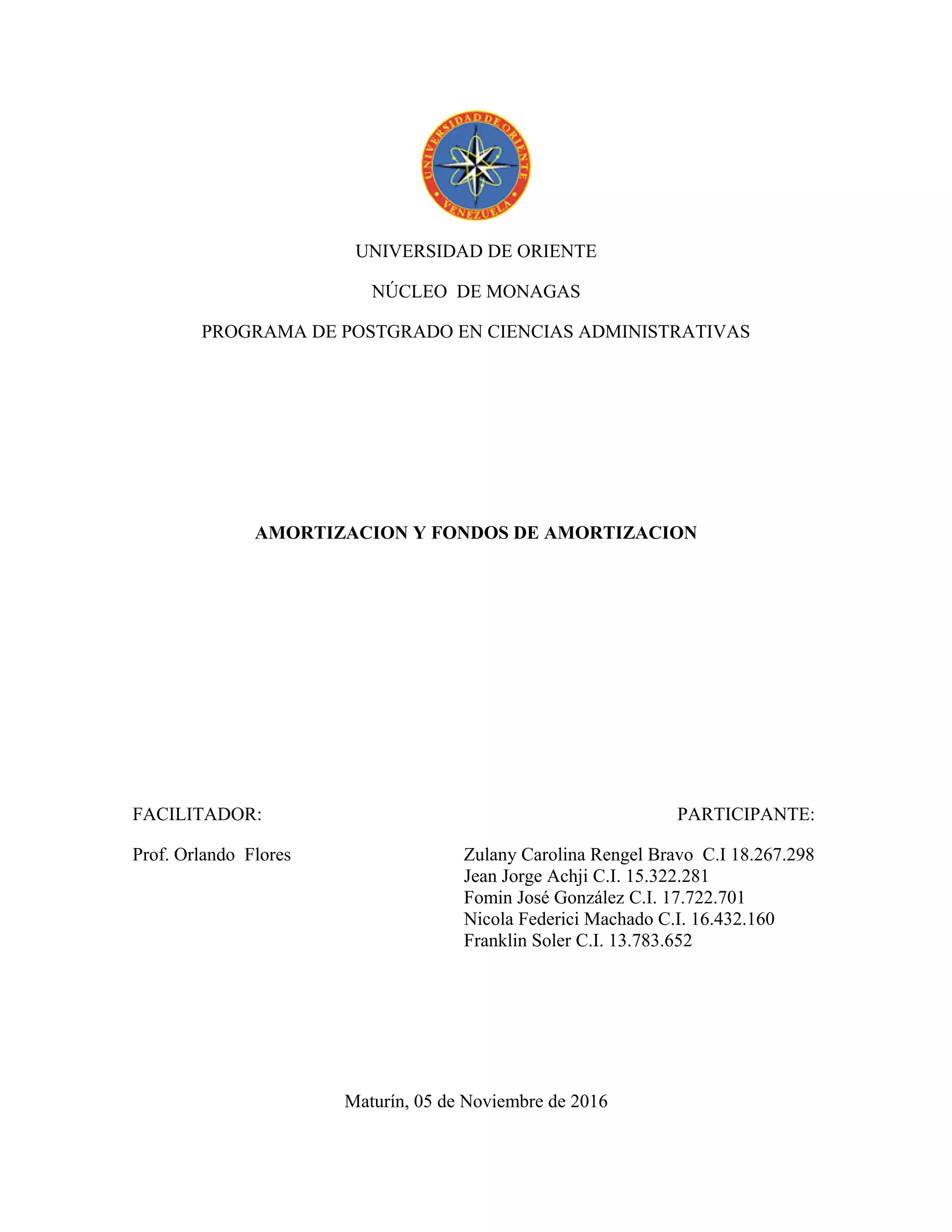 Amortizacion y Fondos de Amortizacion | DOC