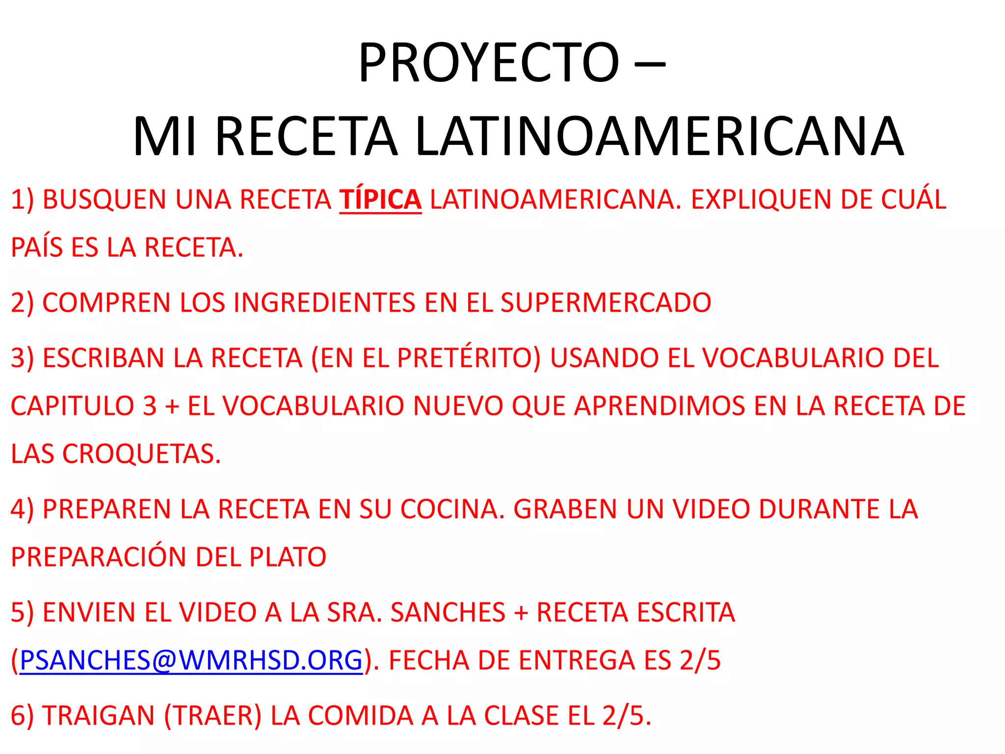 Proyecto mi receta latinoamericana | PPTX