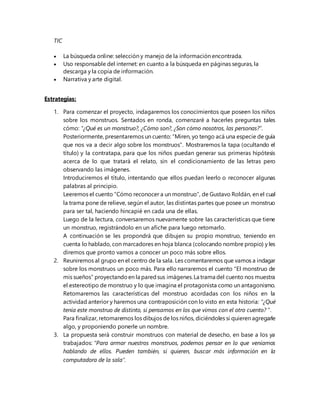 Proyecto "monstruos de sala violeta" (literatura - plastica y TICs) | DOCX
