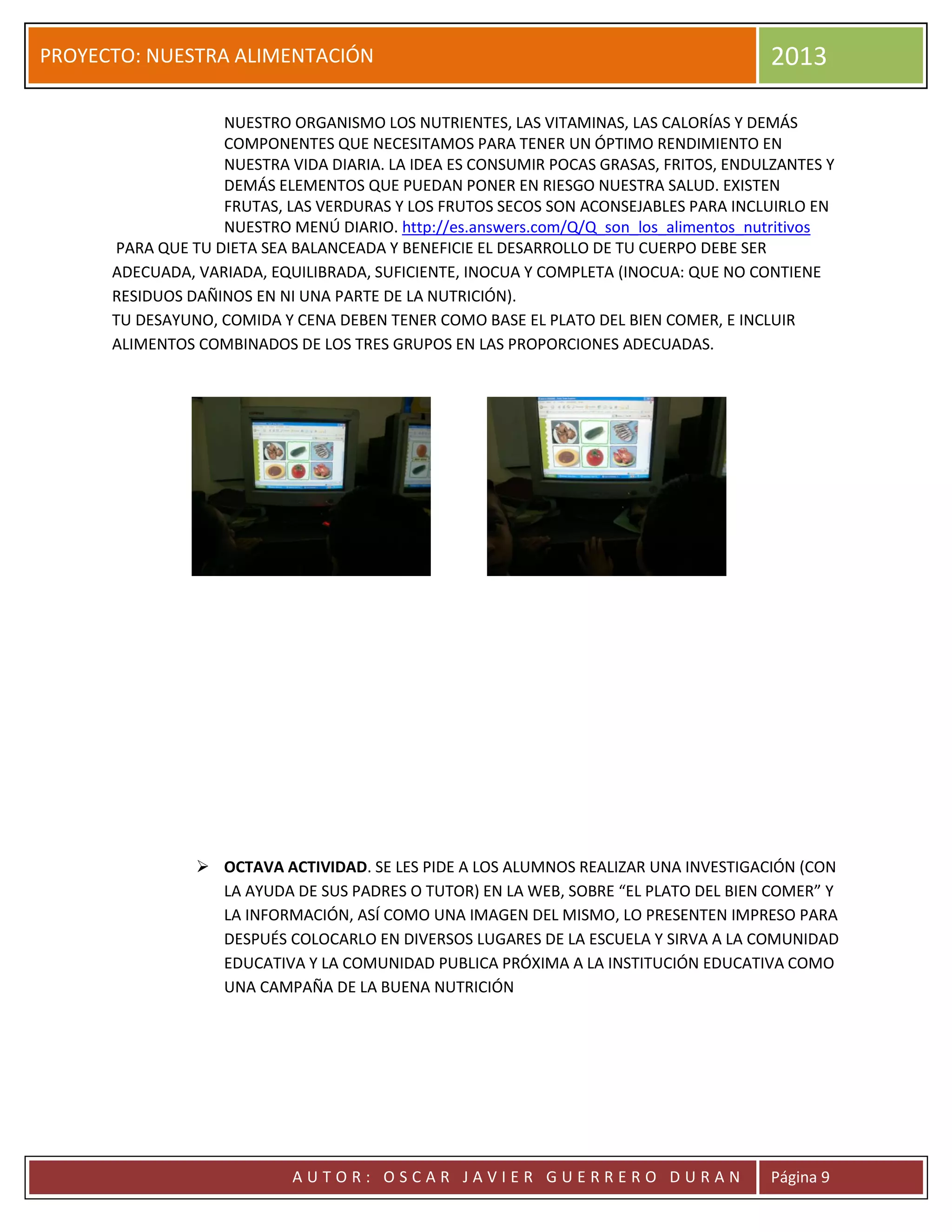 Proyecto nuestra alimentacion | PDF