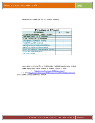 Proyecto nuestra alimentacion | PDF