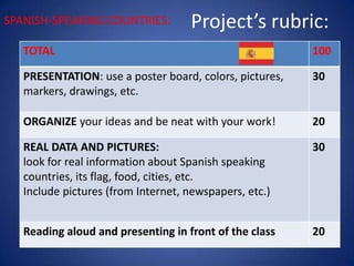 Proyecto paises spanish speaking countries - poster board 2013 | PPTX