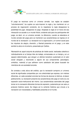 Proyecto PedagóGico De RecreacióN Y Tiempo Libre Ienss | PDF