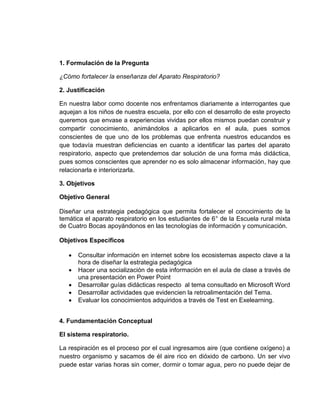 Proyecto pedagogico el aparato respiratorio jaydis castro erm cuatro ...