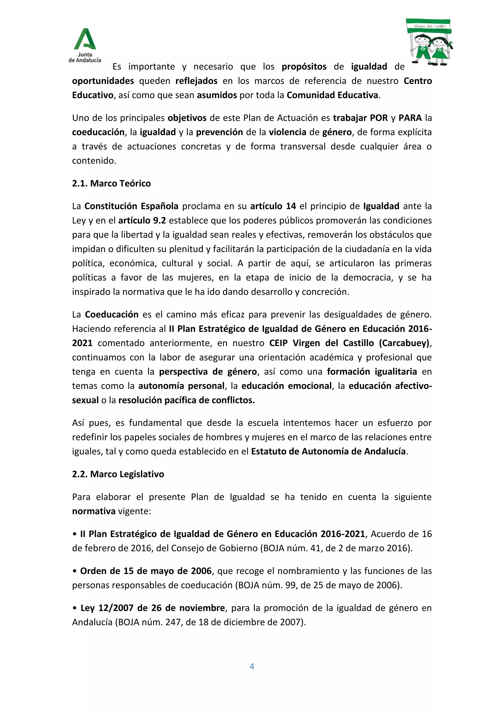Proyecto Plan De Igualdad 20 21 Pdf