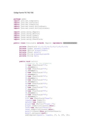 Proyecto Poogame Tic Tac Toe | PDF