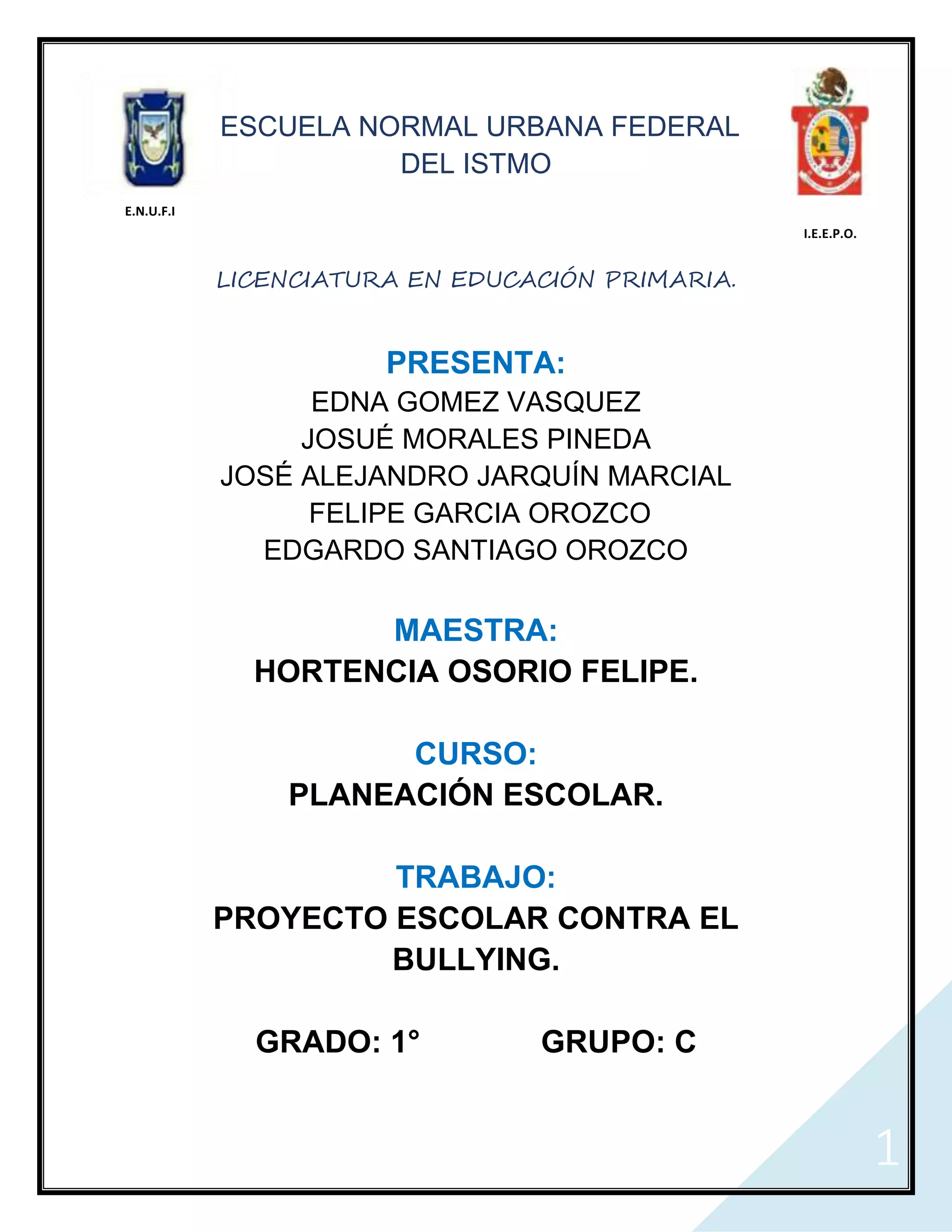 Proyecto sobre bullying | DOCX