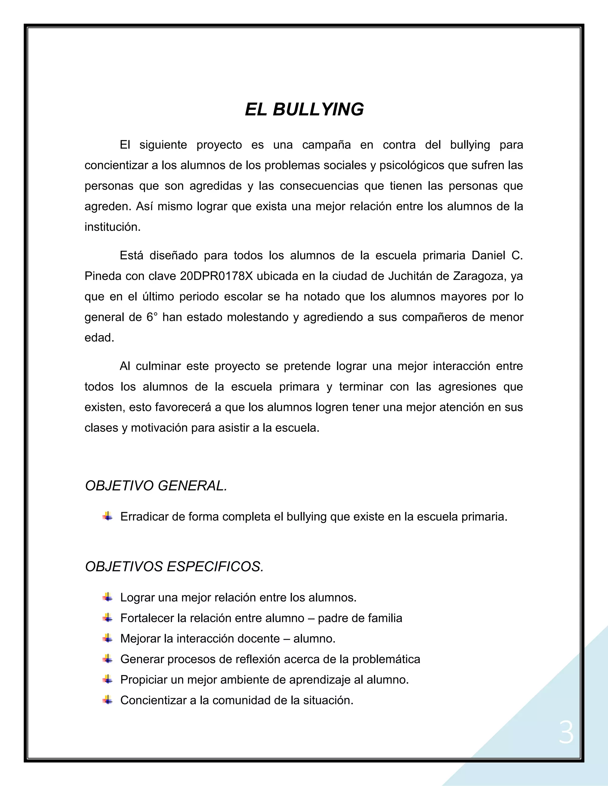 Proyecto sobre bullying | DOCX
