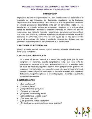 Proyecto tic incorporando las tic a mi tienda escolar | PDF | Education