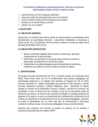 Proyecto tic incorporando las tic a mi tienda escolar | PDF | Education