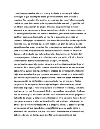 Proyecto y actividades de( radio y television ) | DOCX