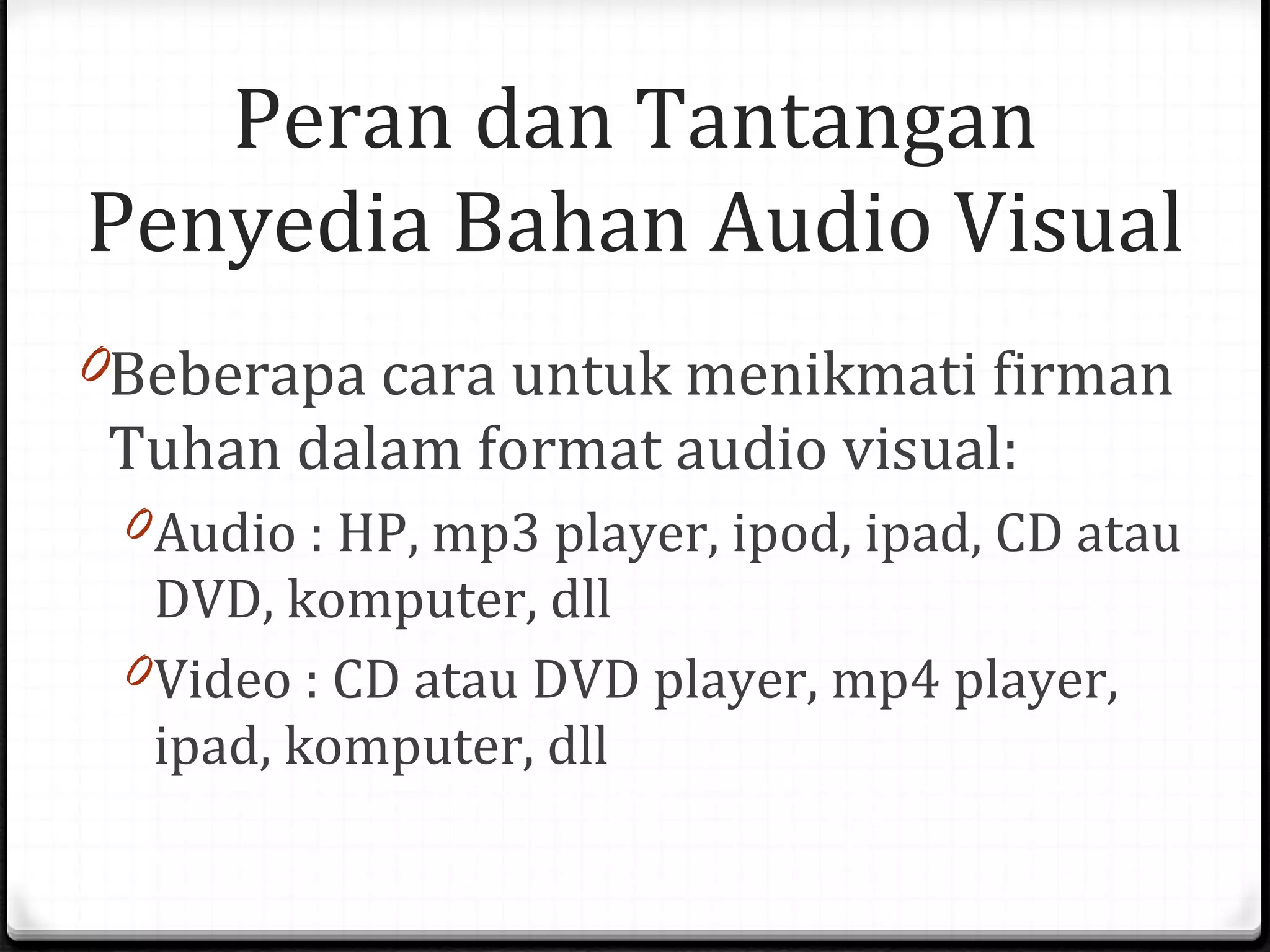 Proyek-proyek Audio Visual YLSA | PPT