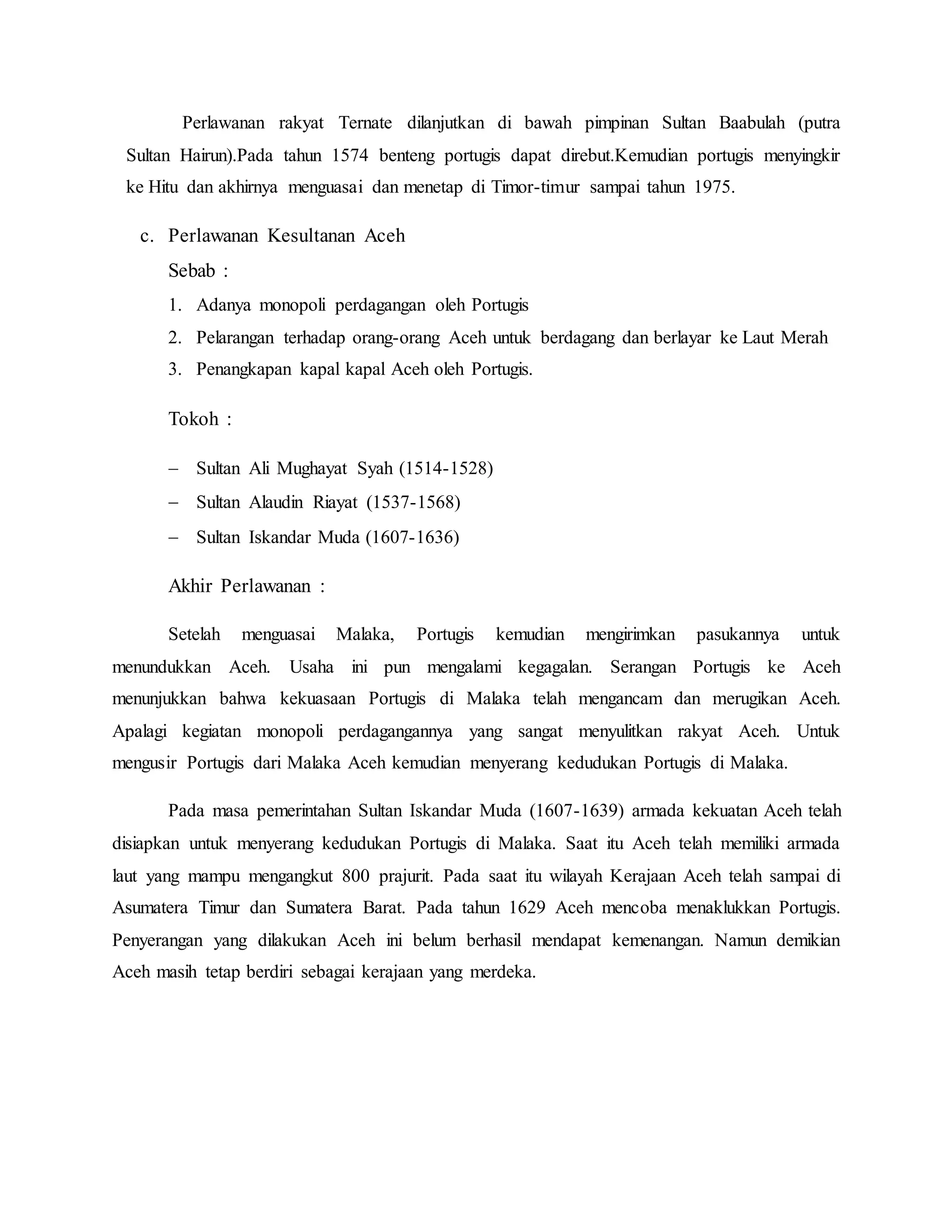 Proyek 2 : Perlawanan Rakyat Terhadap Bangsa Eropa di Nusantara | DOCX