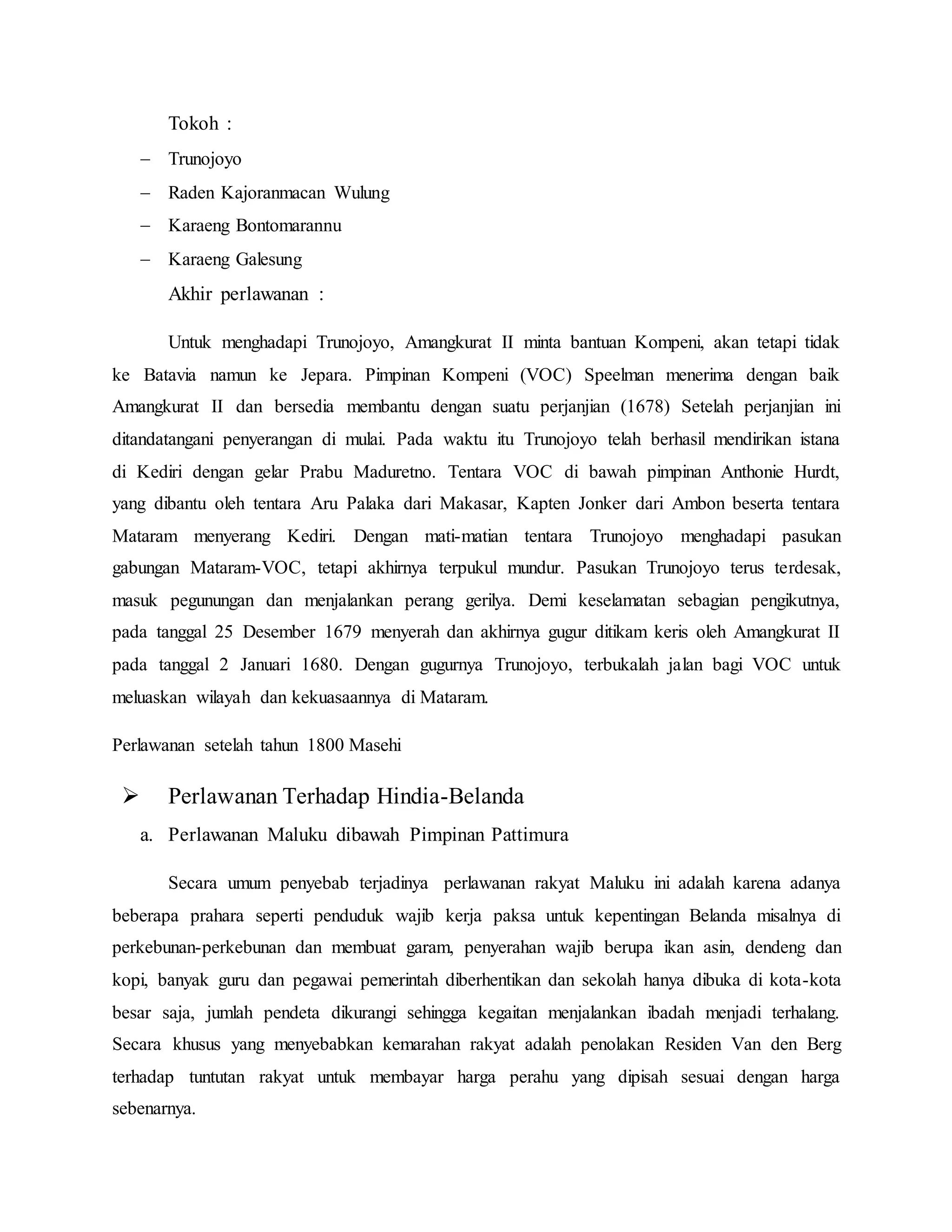 Proyek 2 : Perlawanan Rakyat Terhadap Bangsa Eropa di Nusantara | DOCX