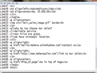 Proyek 3 proyek web html menggunakan notepad | PPTX