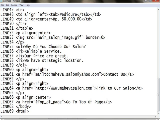 Proyek 3 proyek web html menggunakan notepad | PPTX