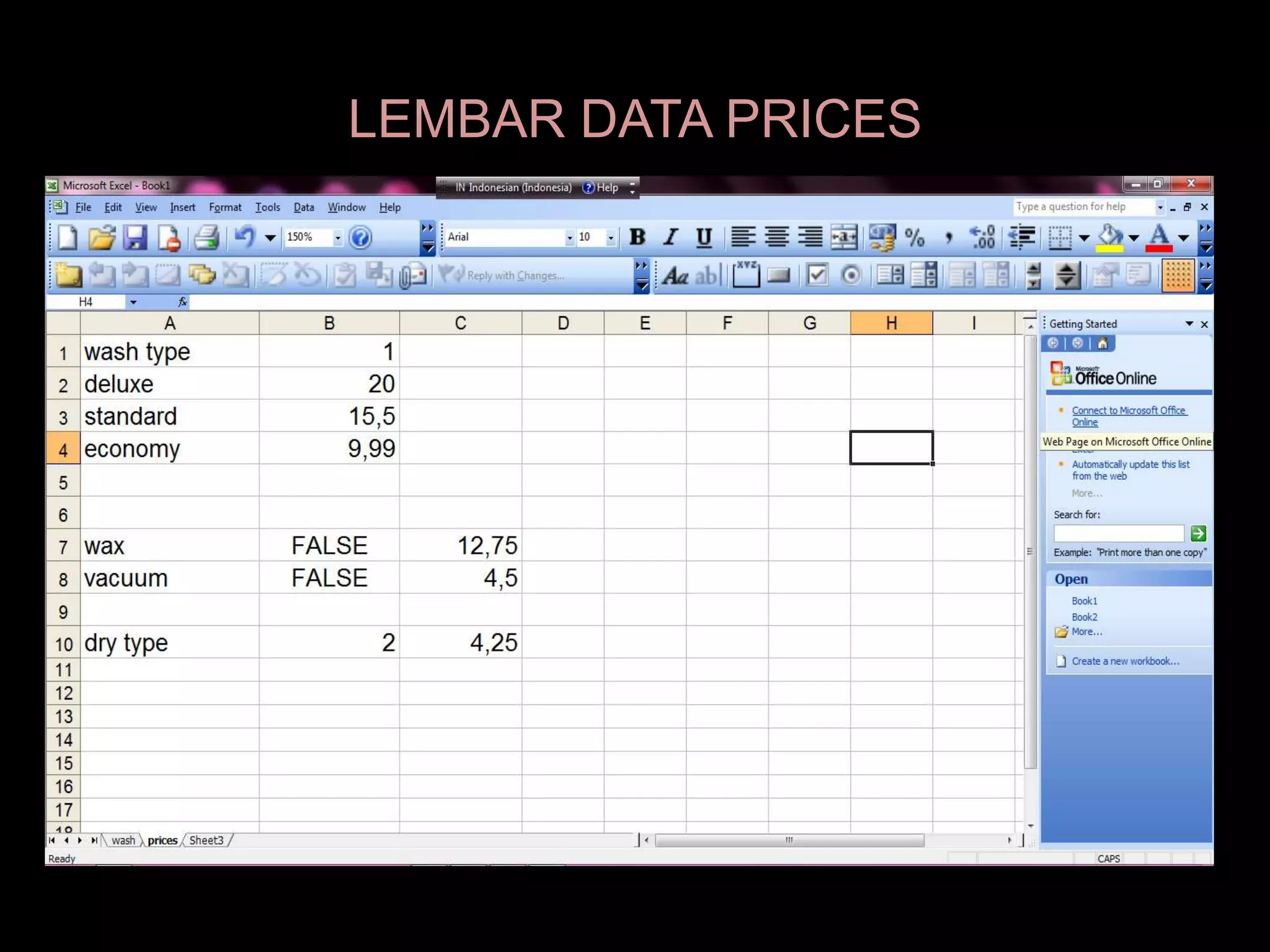Proyek 7 spreadsheet dengan penyimpan data contoh minivan | PPT