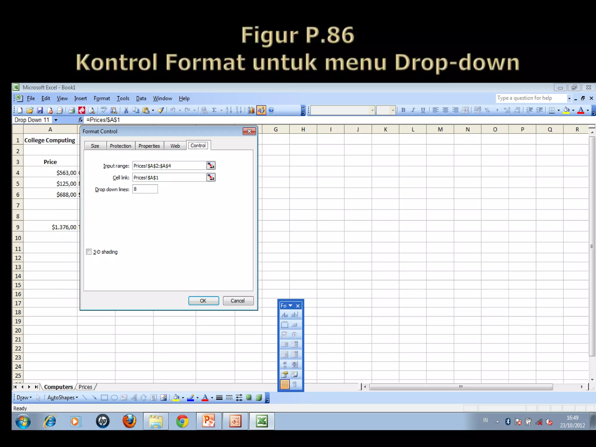 Proyek 8 spreadsheet dengan penyimpan data contoh college computing | PPTX