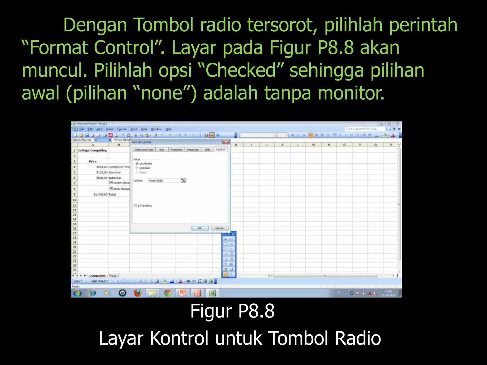 Proyek 8 spreadsheet dengan penyimpan data contoh college computing | PPTX