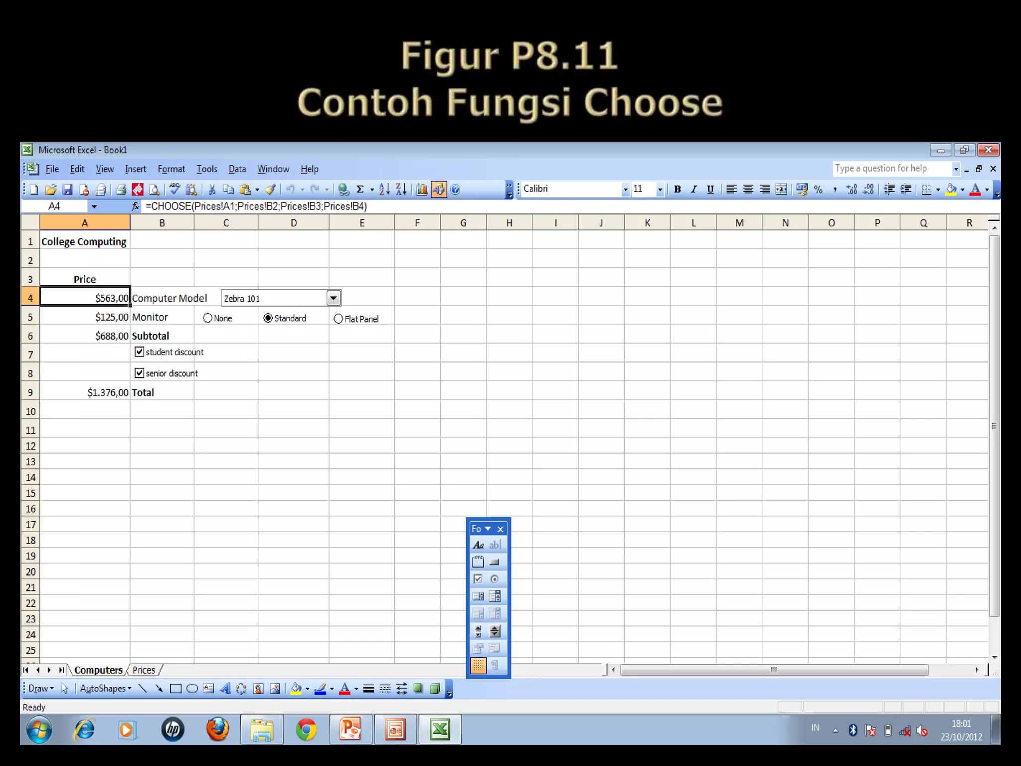 Proyek 8 spreadsheet dengan penyimpan data contoh college computing | PPTX