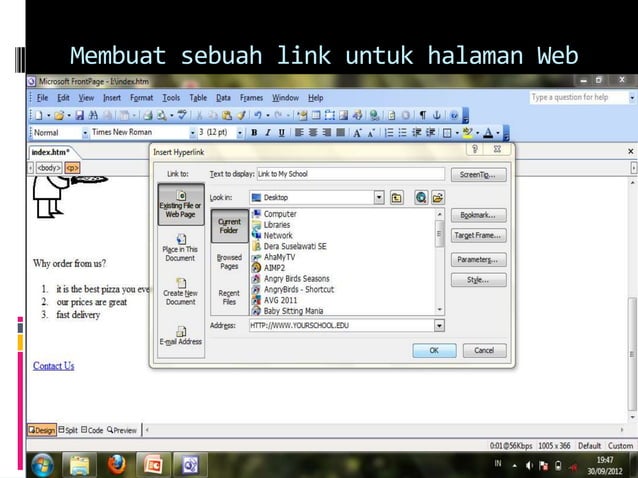 Proyek bab 2 web html menggunakan microsoft front page | PPT