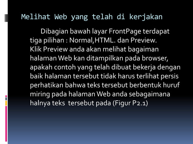 Proyek bab 2 web html menggunakan microsoft front page | PPT