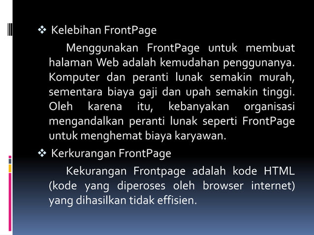Proyek bab 2 web html menggunakan microsoft front page | PPT