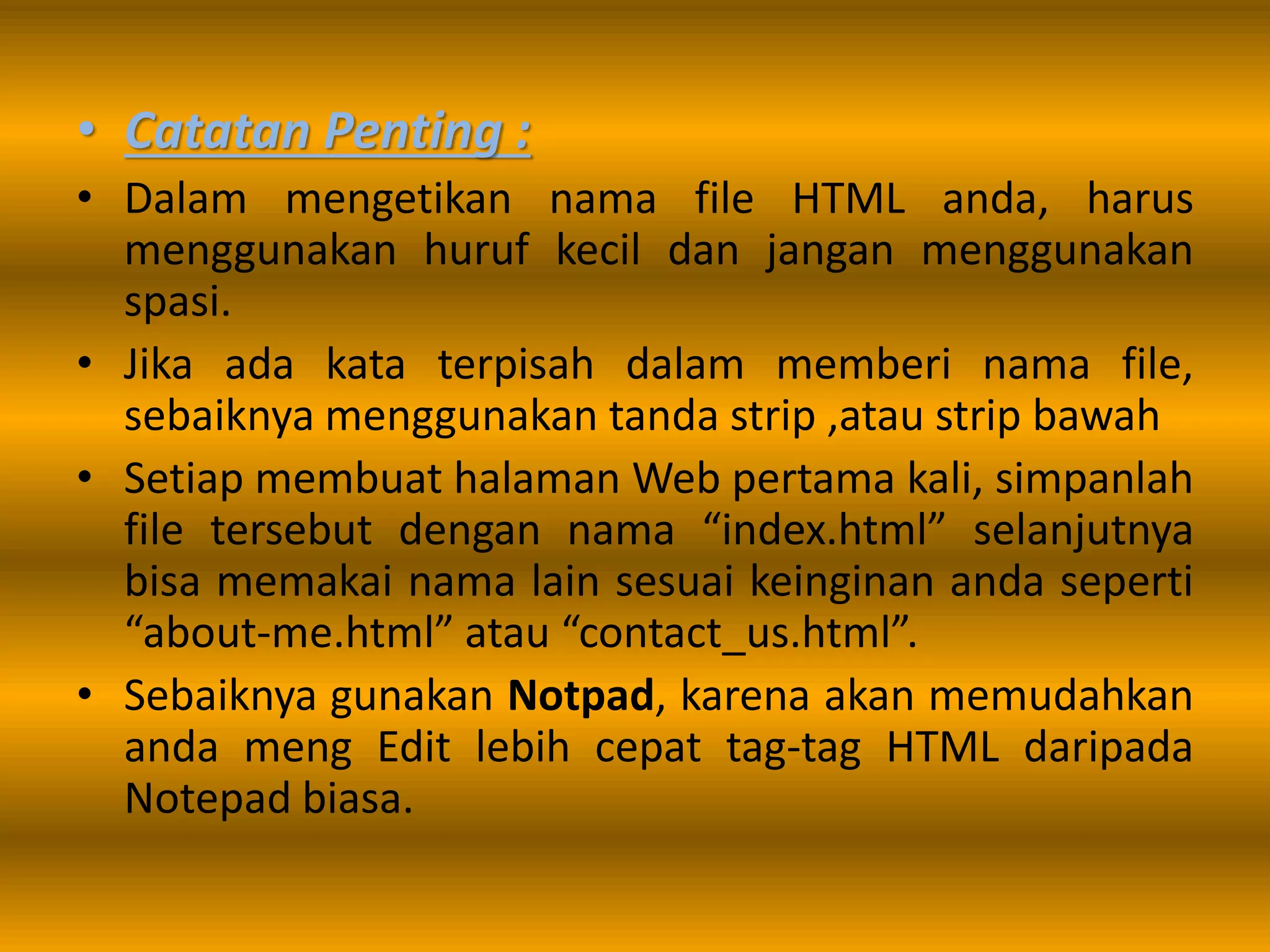 Proyek web html menggunakan notepad | PPTX