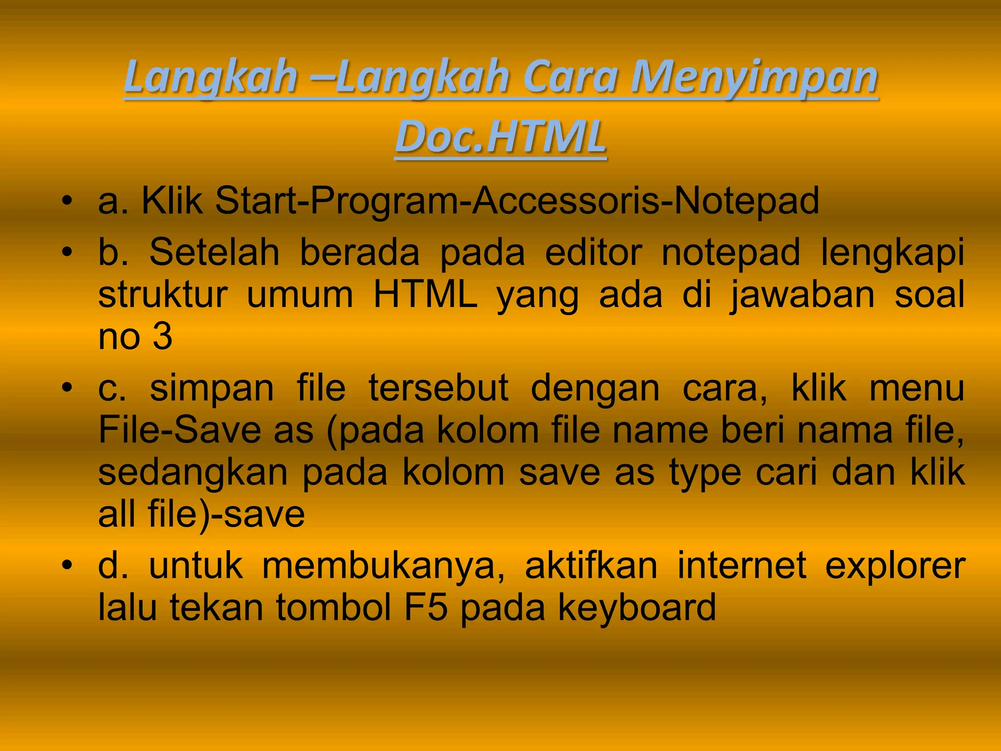 Proyek web html menggunakan notepad | PPTX