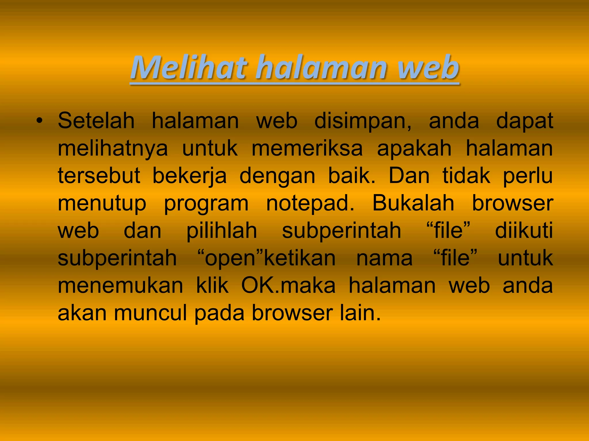 Proyek web html menggunakan notepad | PPTX