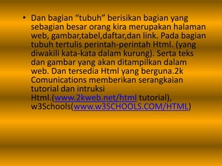 Proyek web html menggunakan notepad | PPTX