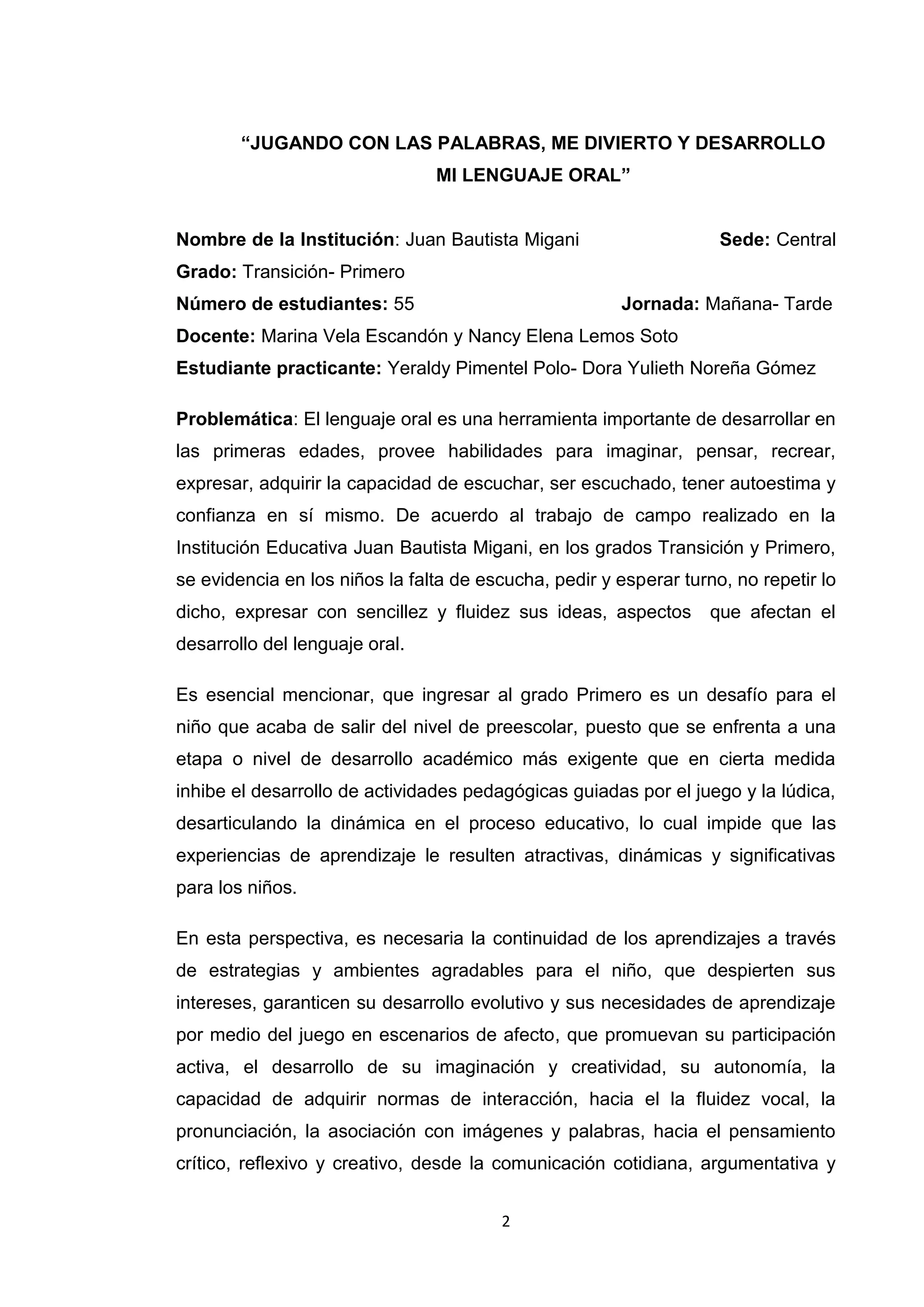 Proyecto de aula jugando con las palabras, me divierto y desarrollo mi ...