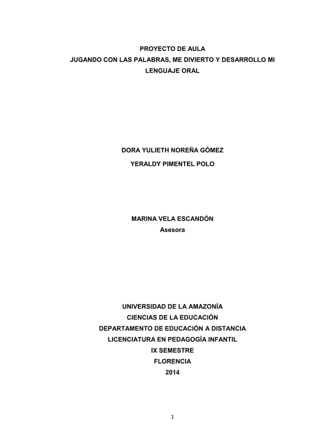 Proyecto de aula jugando con las palabras, me divierto y desarrollo mi ...