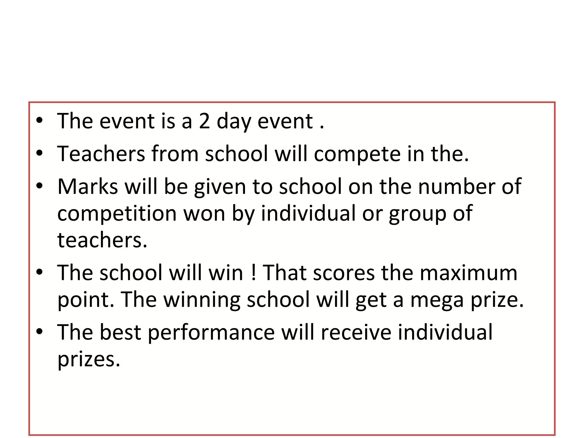 INTER SCHOOL TEACHERS COMPETITION | PPT