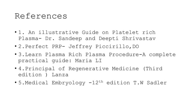 Therapeutic application of PRP in Regenerative medicine | PPTX | Blood ...