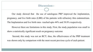 Role of PRP in Thin Endometrium (A Pilot Study ) | PPTX