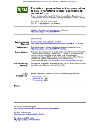 Prp and hamstring injury | PDF