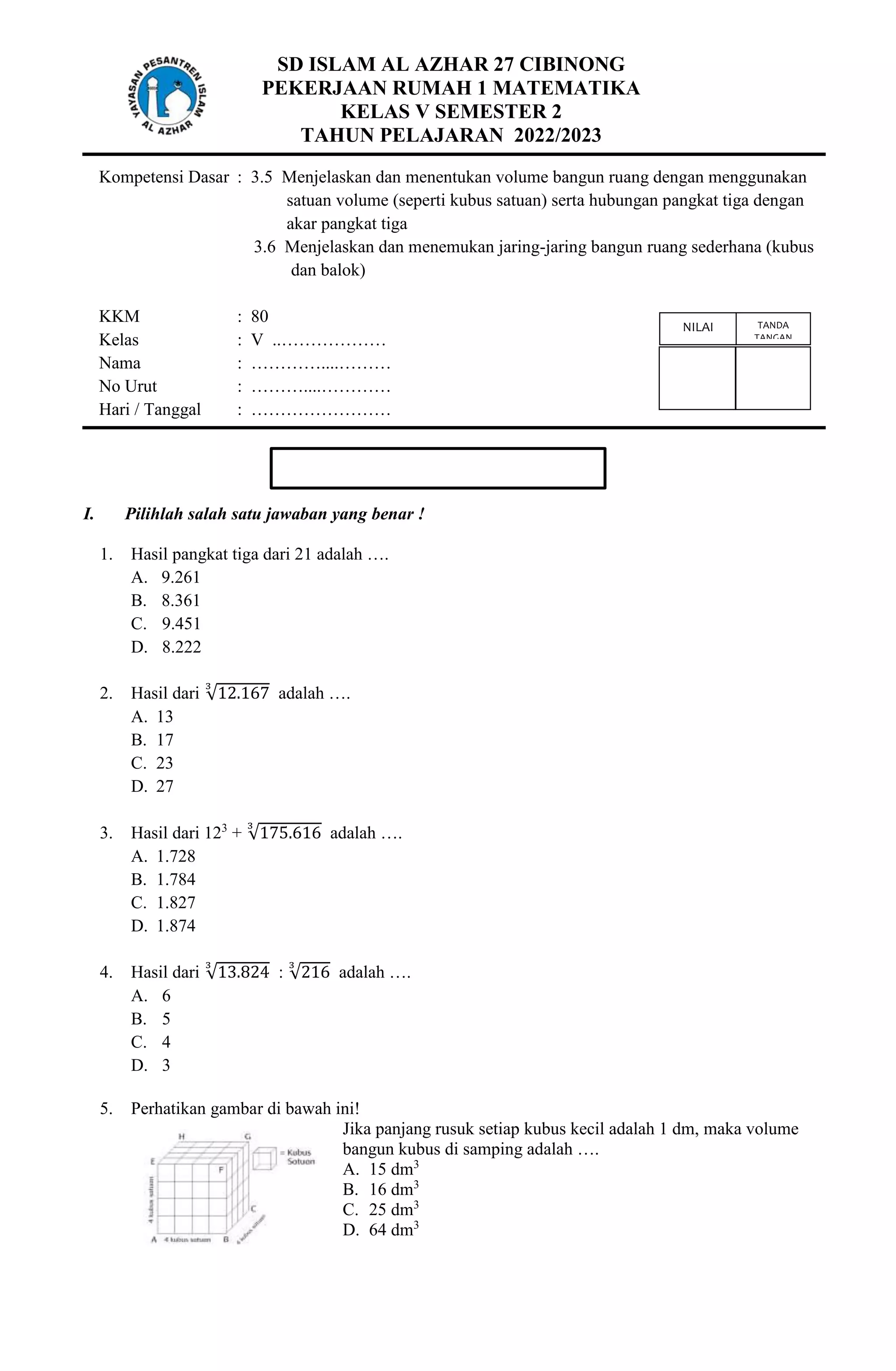 PR Pangkat 3, Volume dan jaring-jaring kubus balok.docx