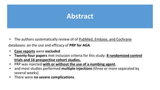 PRP for the treatment of AGA - systematic review (1).pptx