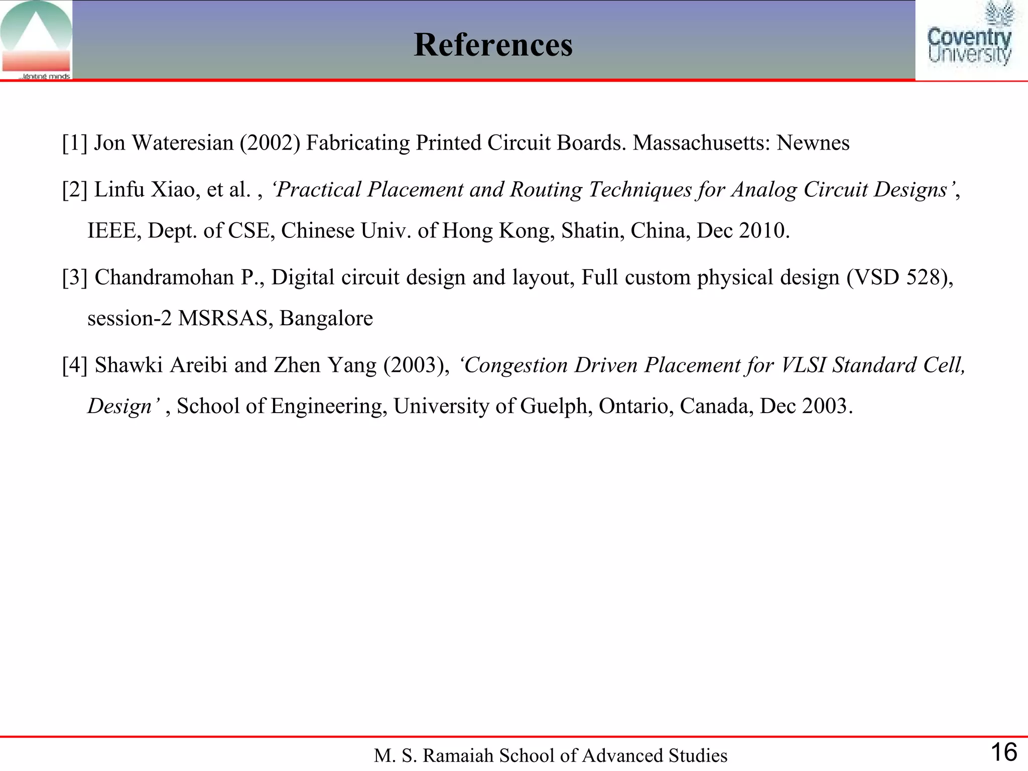 Placement and routing in full custom physical design | PPT
