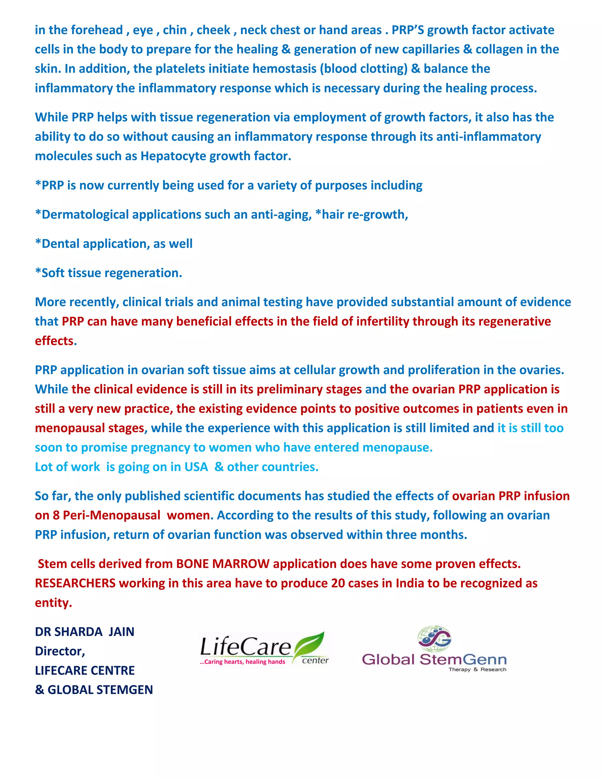 PLATELET RICH PLASMA (PRP) TREATMENT TO PREVENT OVARIAN SENESCENCE? | PDF