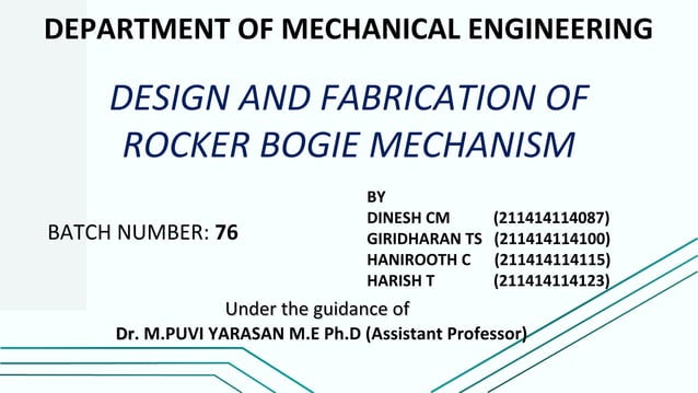 Rocker bogie mechanism (design and fabrication) | PPT