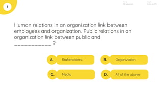 Public Relations- Intro and PR Models (Quiz) | PDF