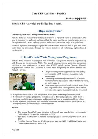 A Report on PepsiCo | PDF | Business | Business and Finance