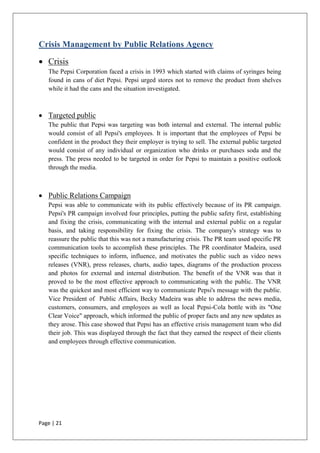 A Report on PepsiCo | PDF
