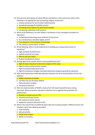 Professional education reviewer for let or blept examinees | PDF