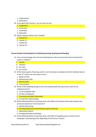 Professional education reviewer for let or blept examinees | PDF