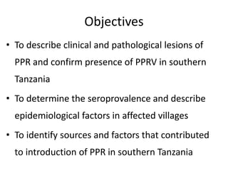 Peste des Petits Ruminants (PPR) outbreak in southern, Tanzania | PPTX