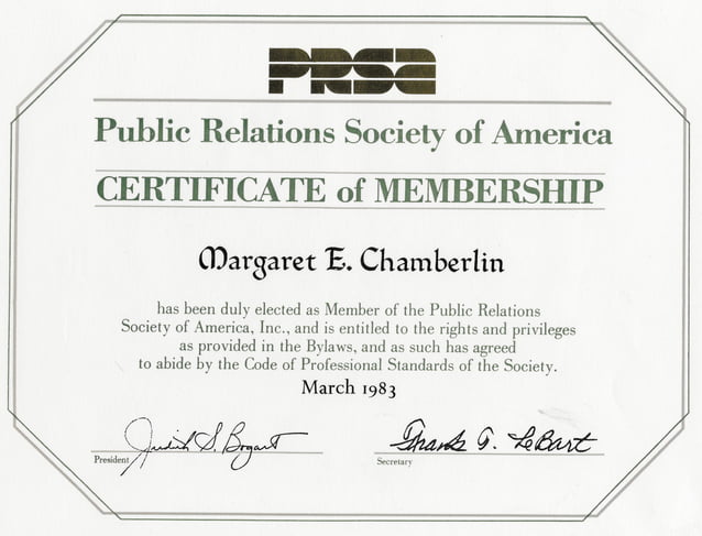 PRSA Membership Certificate | PDF
