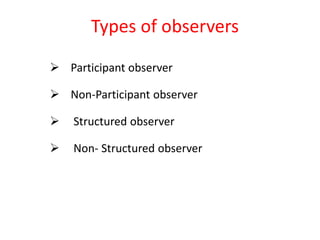 classroom observation and type of observers | PPTX